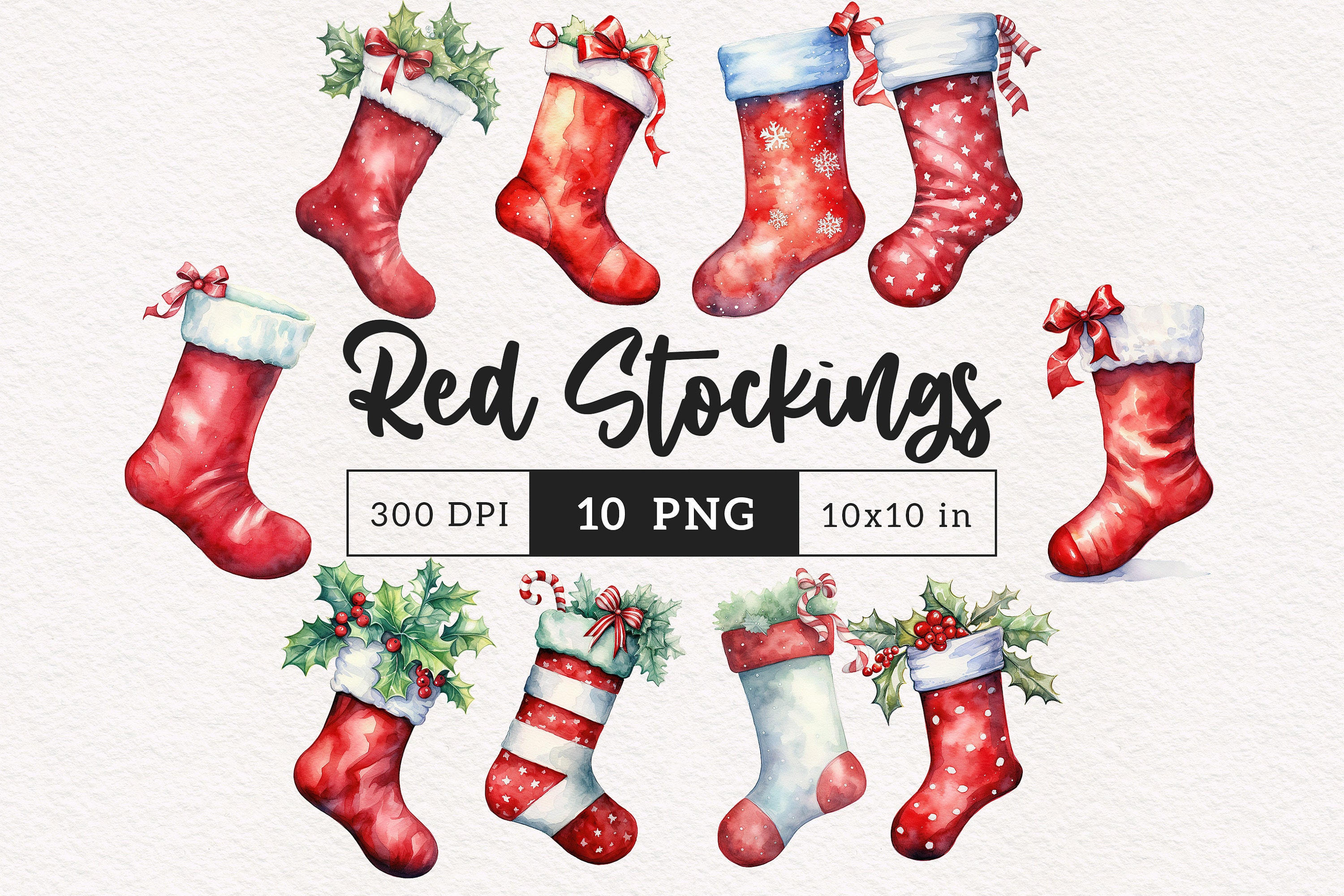 Christmas Stocking Clipart Holiday PNG Red Stockings Clip Art Xmas ...