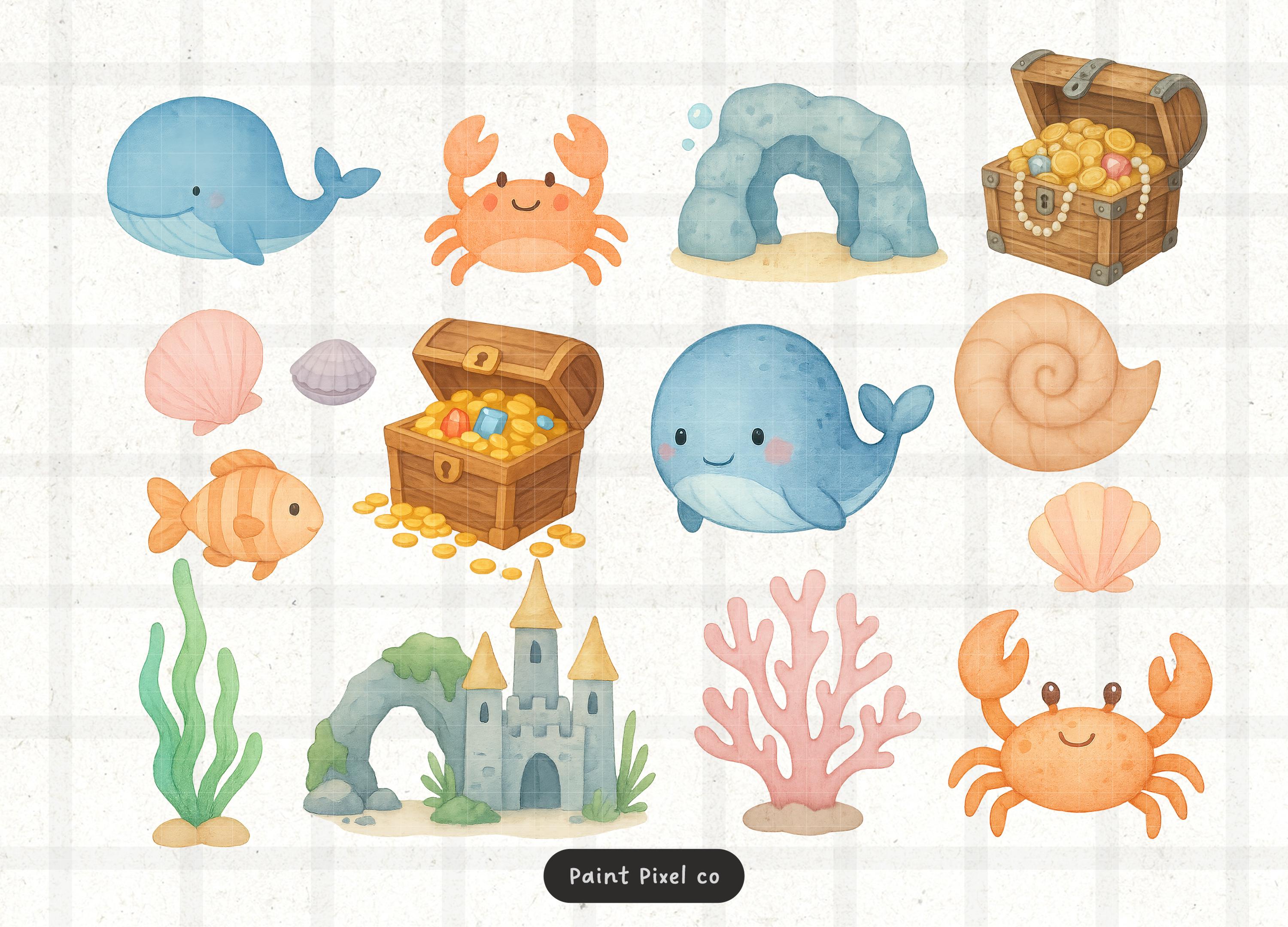 Under the Sea Clipart Bundle - Ocean Animals PNG Images (commercial Use ...