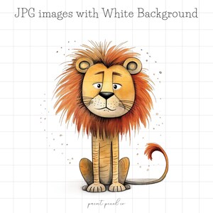 10 Quirky Lion JPG Clipart Whimsical Lion Sublimation Clip Art Funny ...