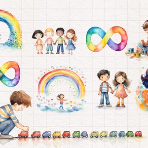 Autism PNG Clipart Watercolor Special Needs Kid Rainbow Clip Art ...