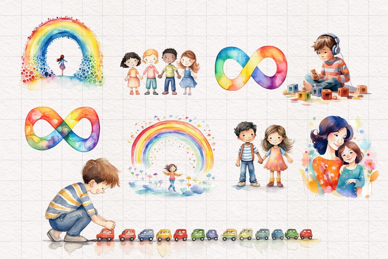 Autism PNG Clipart Watercolor Special Needs Kid Rainbow Clip Art ...