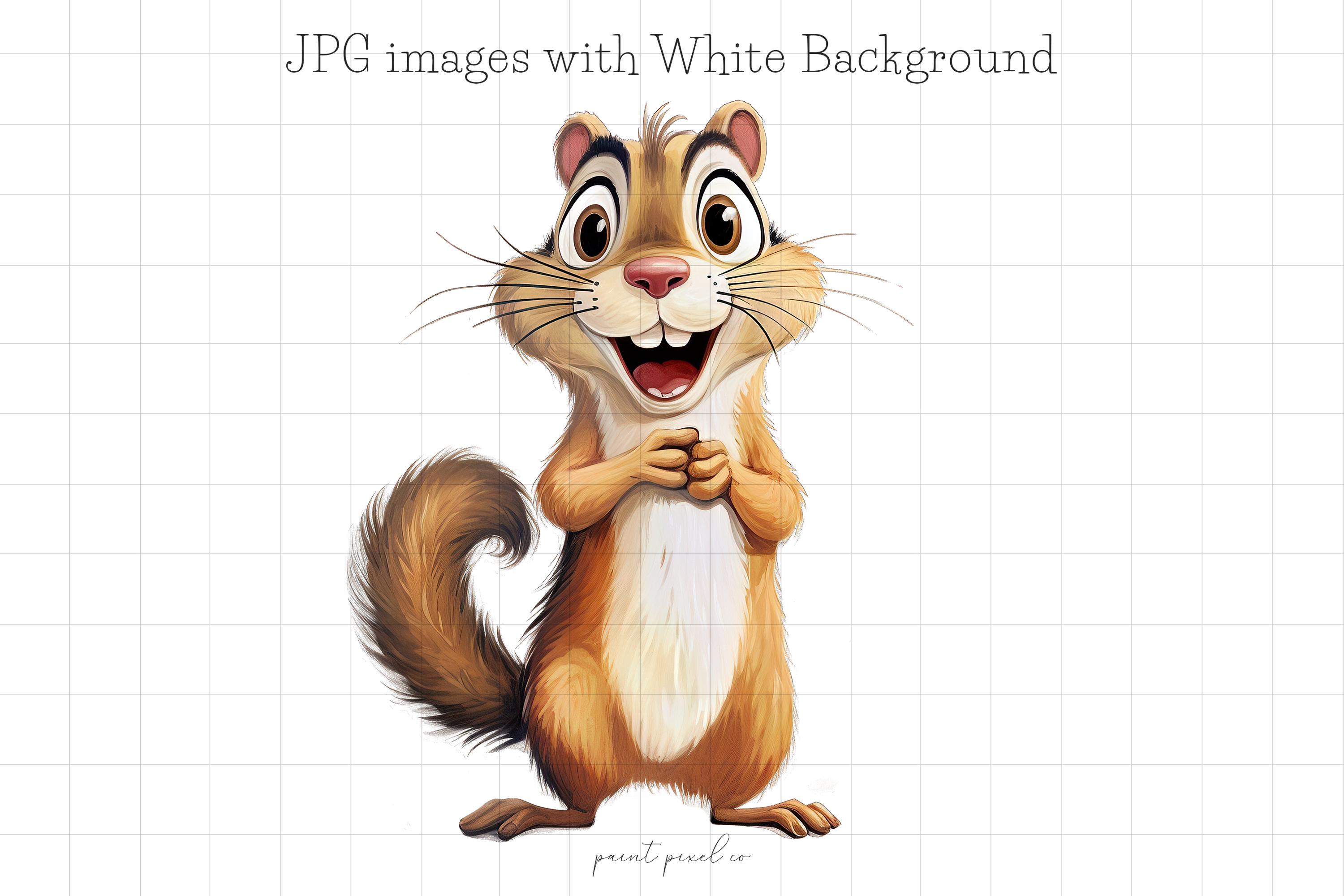 4 Quirky Chipmunks JPG Clipart Whimsical Woodland Animals Funny ...