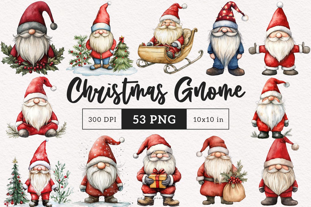 Christmas Gnome Clipart Holiday Graphics Cute Santa Gnome PNG ...