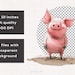 Quirky Pig Clipart PNG Whimsical Pigs Sublimation Clip Art Farm Animals ...