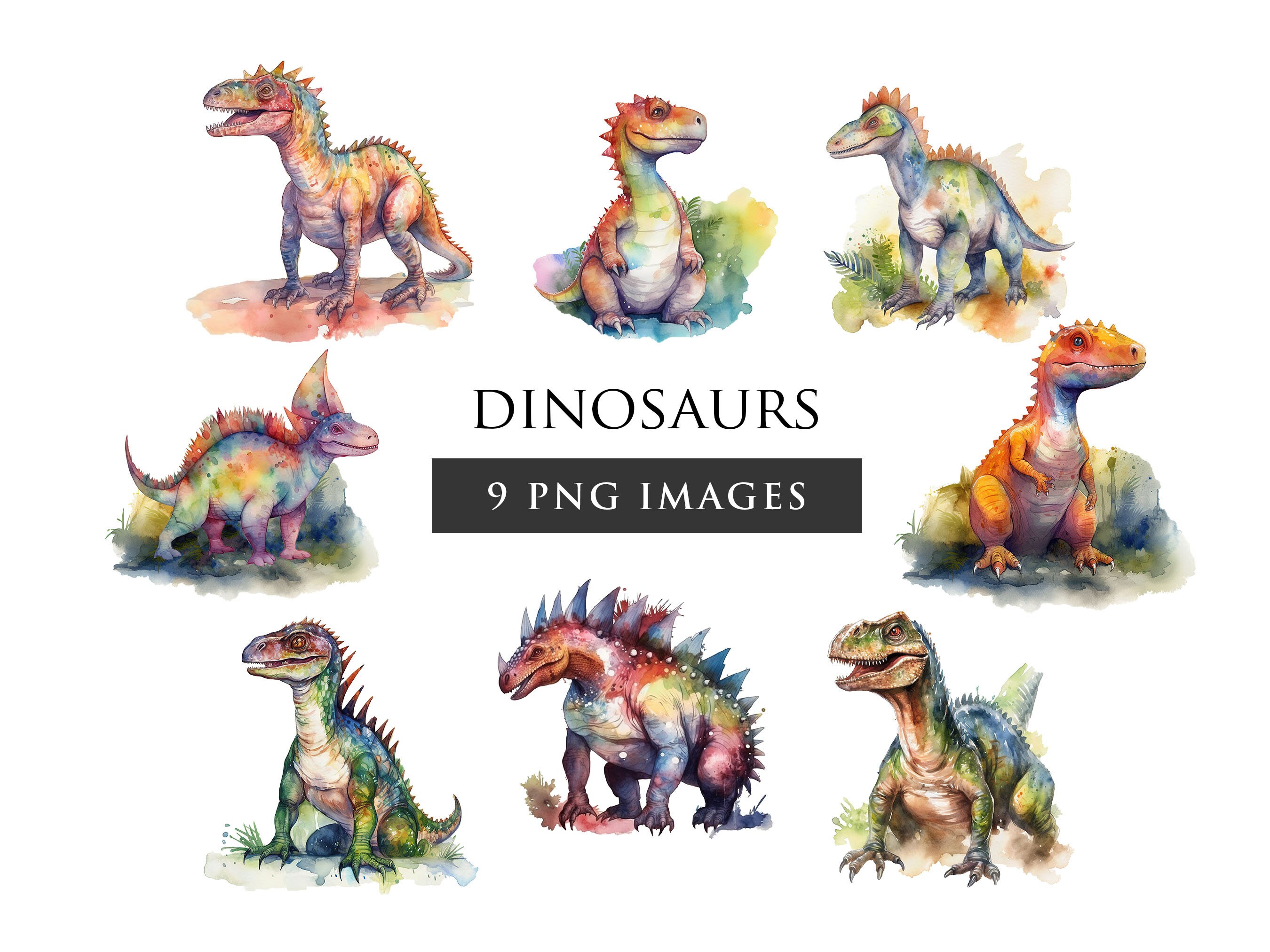 Dinosaur PNG Dino Clipart T-rex Watercolor Dinosaur - Etsy