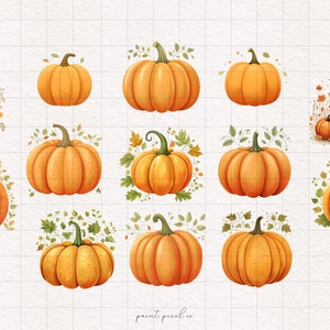 Autumn Pumpkin Clipart Boho Fall Pumpkins PNG Watercolor Cozy Fall ...