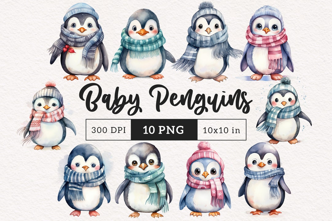 Penguin Clipart PNG Cute Winter Animal Watercolor Clipart Baby Animal ...
