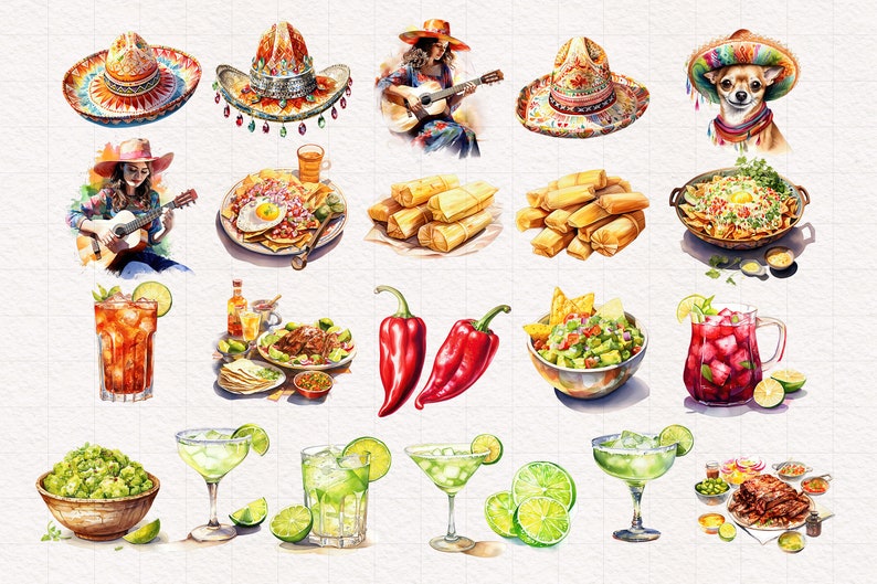 Cinco De Mayo Clipart PNG Watercolor Mexican Fiesta Festival Clipart ...