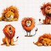 Quirky Lion PNG Clipart Bundle Whimsical Lion Sublimation Clip Art ...