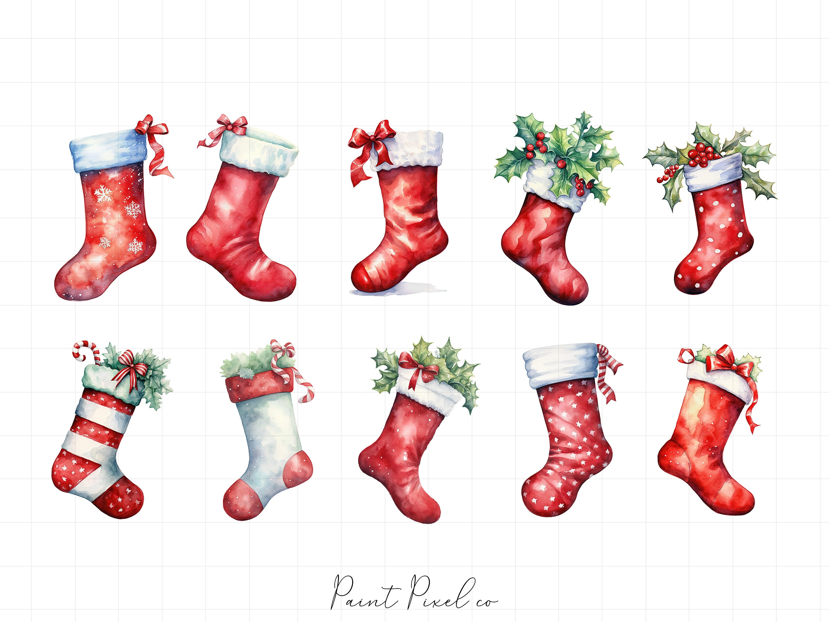 Christmas Stocking Clipart Holiday PNG Red Stockings Clip Art Xmas ...