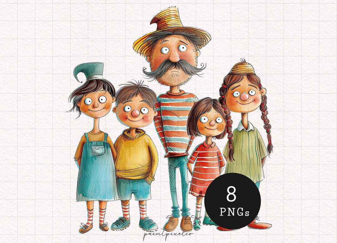 Quirky Family Clipart Funny Father Mother Children PNG Whimsical Family ...