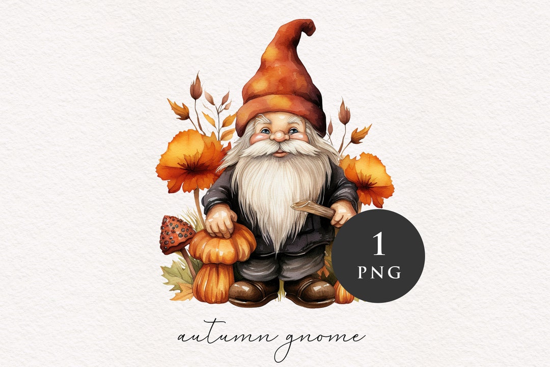 Autumn Gnome Clipart Boho Leaves PNG Bohemian Fall Fantasy Clip Art ...