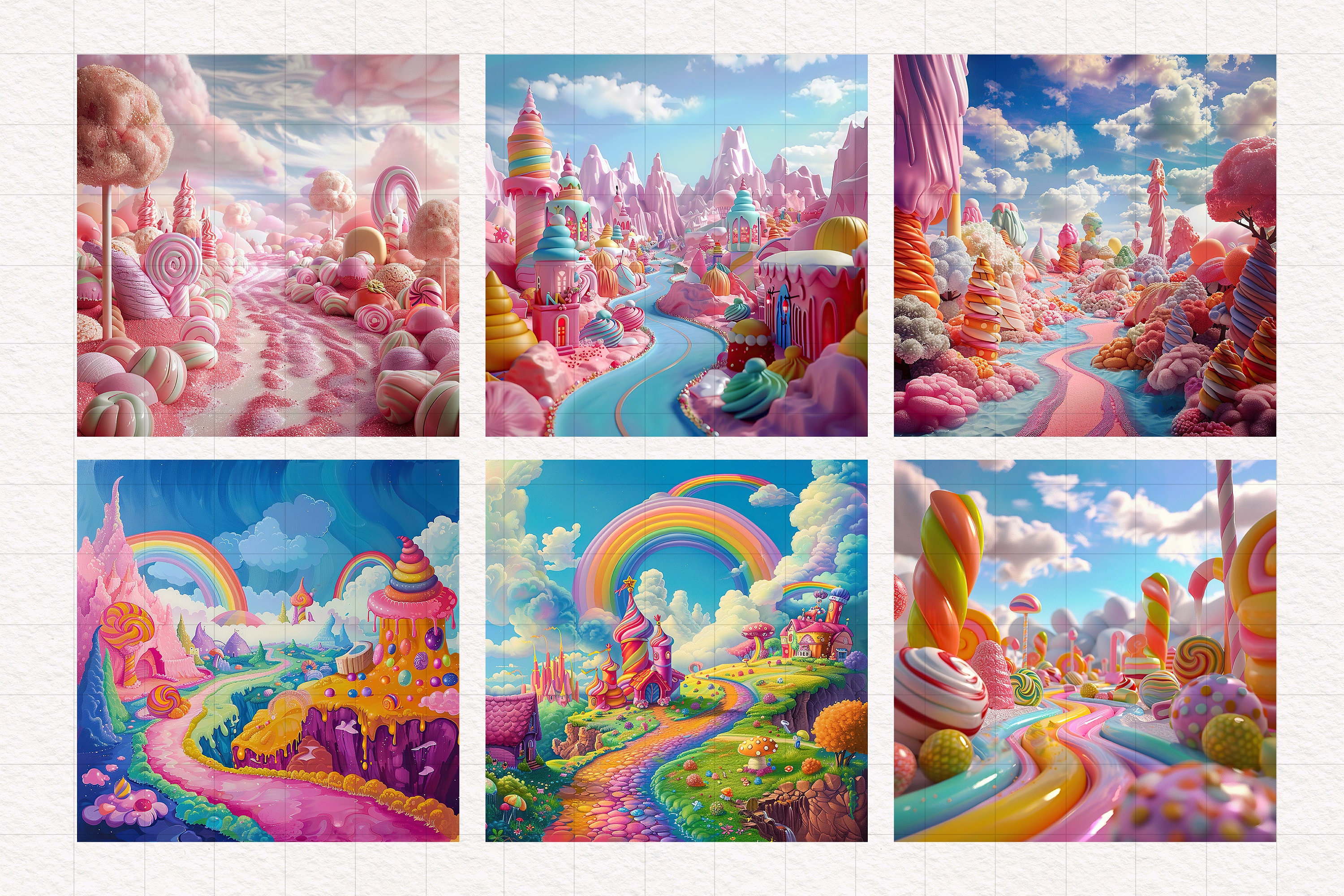 Candyland Digital Paper PNG Fantasy Ephemera Background Sweet Landscape ...