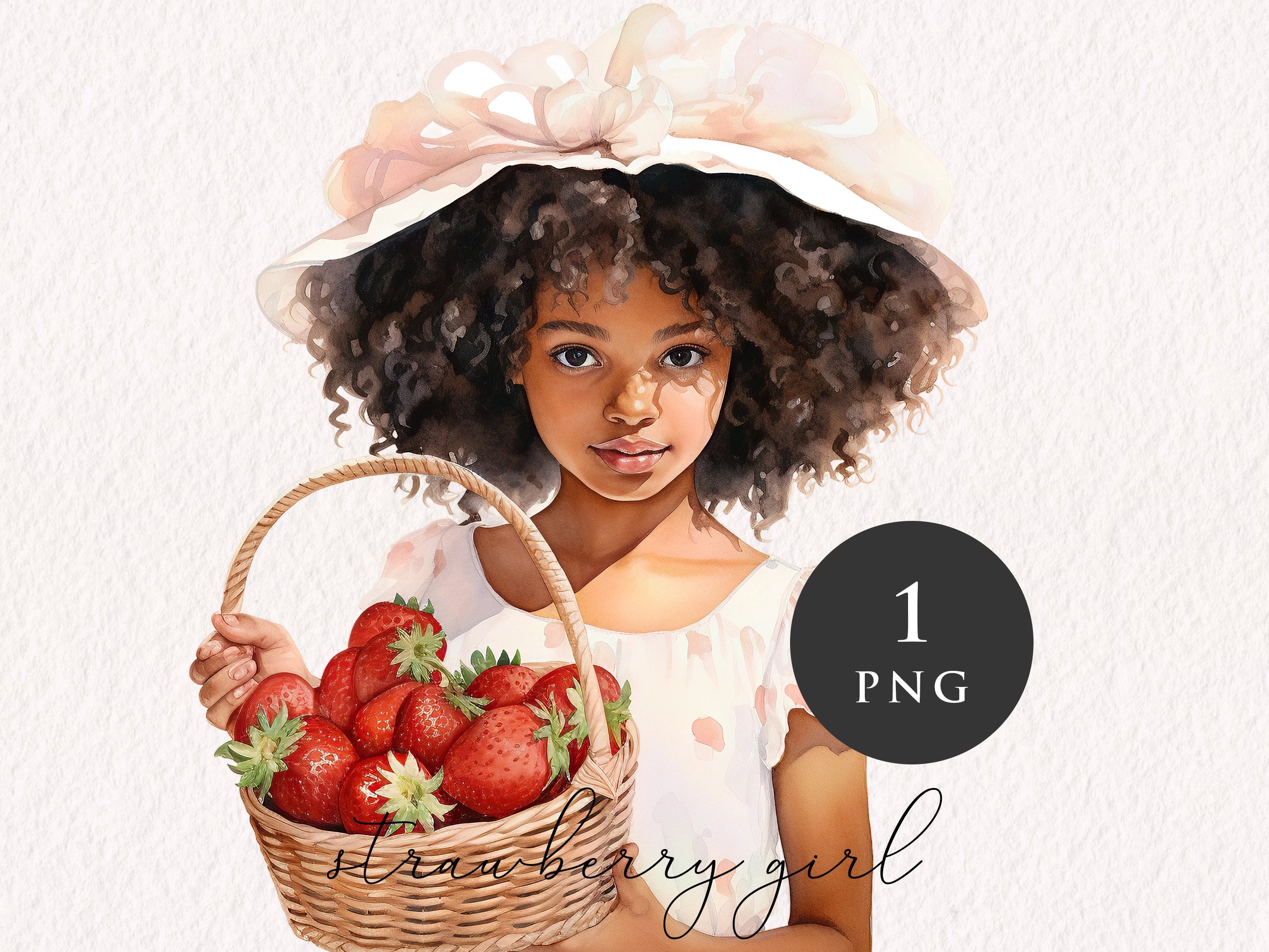 Strawberry Girl PNG Fruits Clip Art High Quality Afro Woman - Etsy