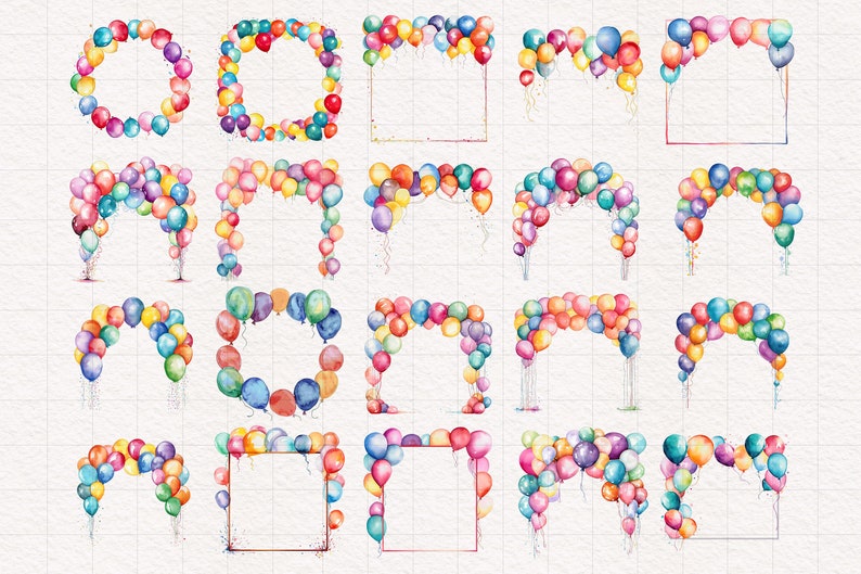 Happy Birthday Clipart PNG Rainbow Party Items Balloons Gift Box ...