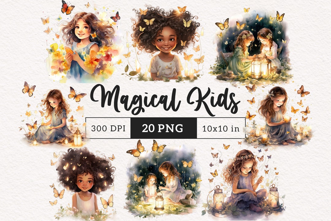 Enchanted Girl Clipart Magical Fairy Children PNG Watercolor Mystical ...