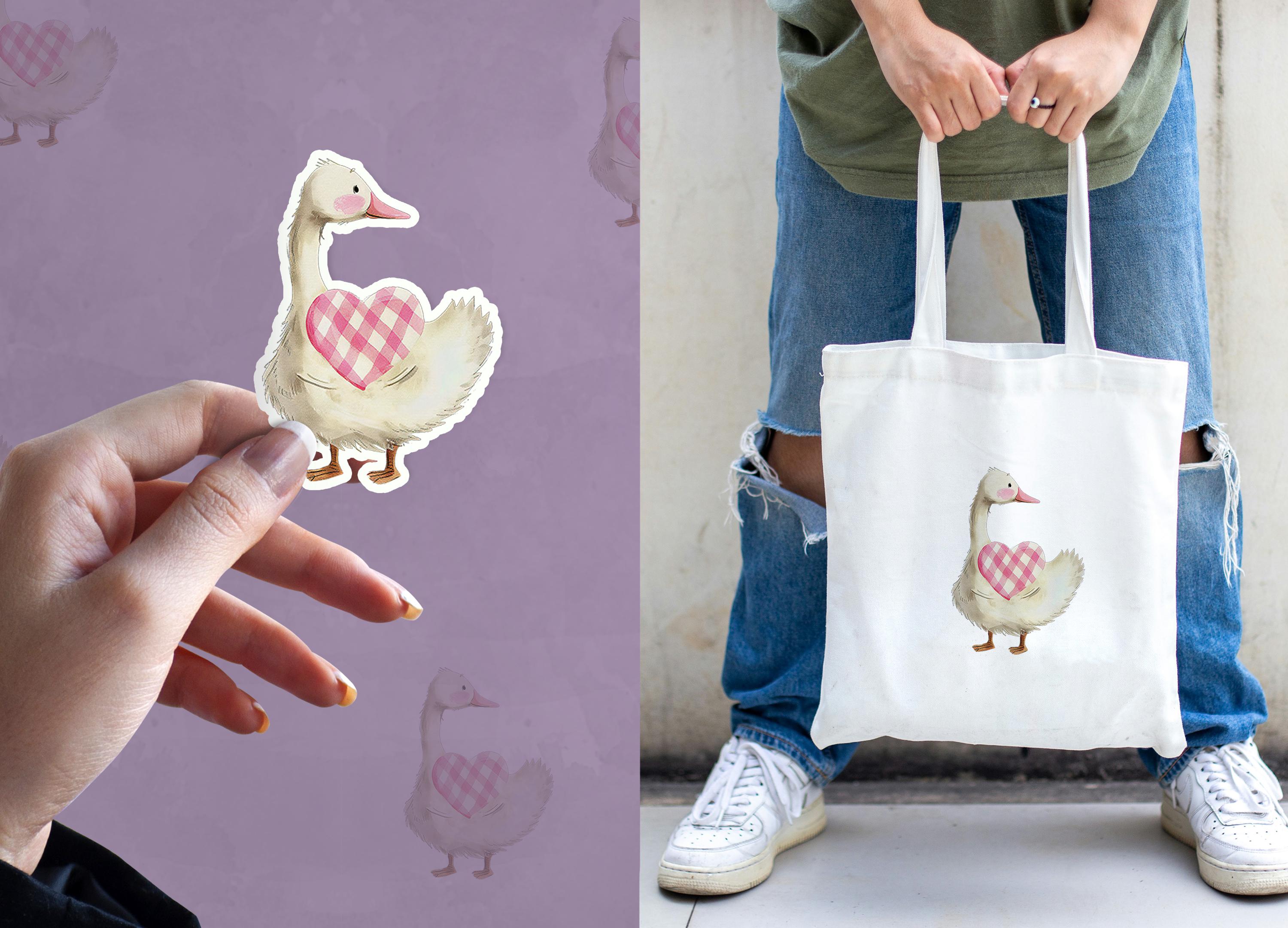 Pink Gingham Goose Clipart Cute Geese Soft Whimsical Bows PNG Vintage ...