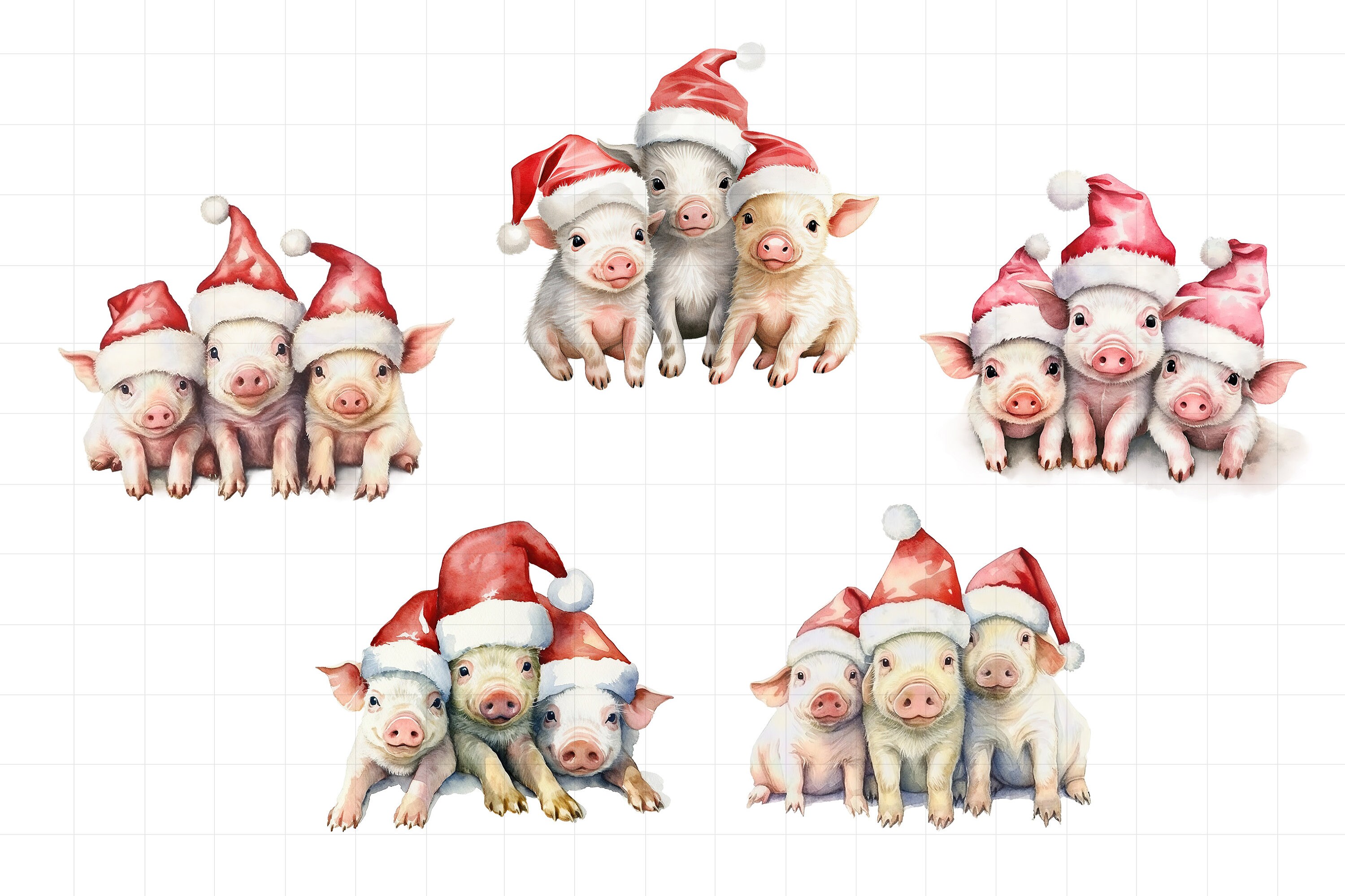 Whimsical Pigs Clipart PNG Bundle Watercolor Quirky Creatures Whimsy ...