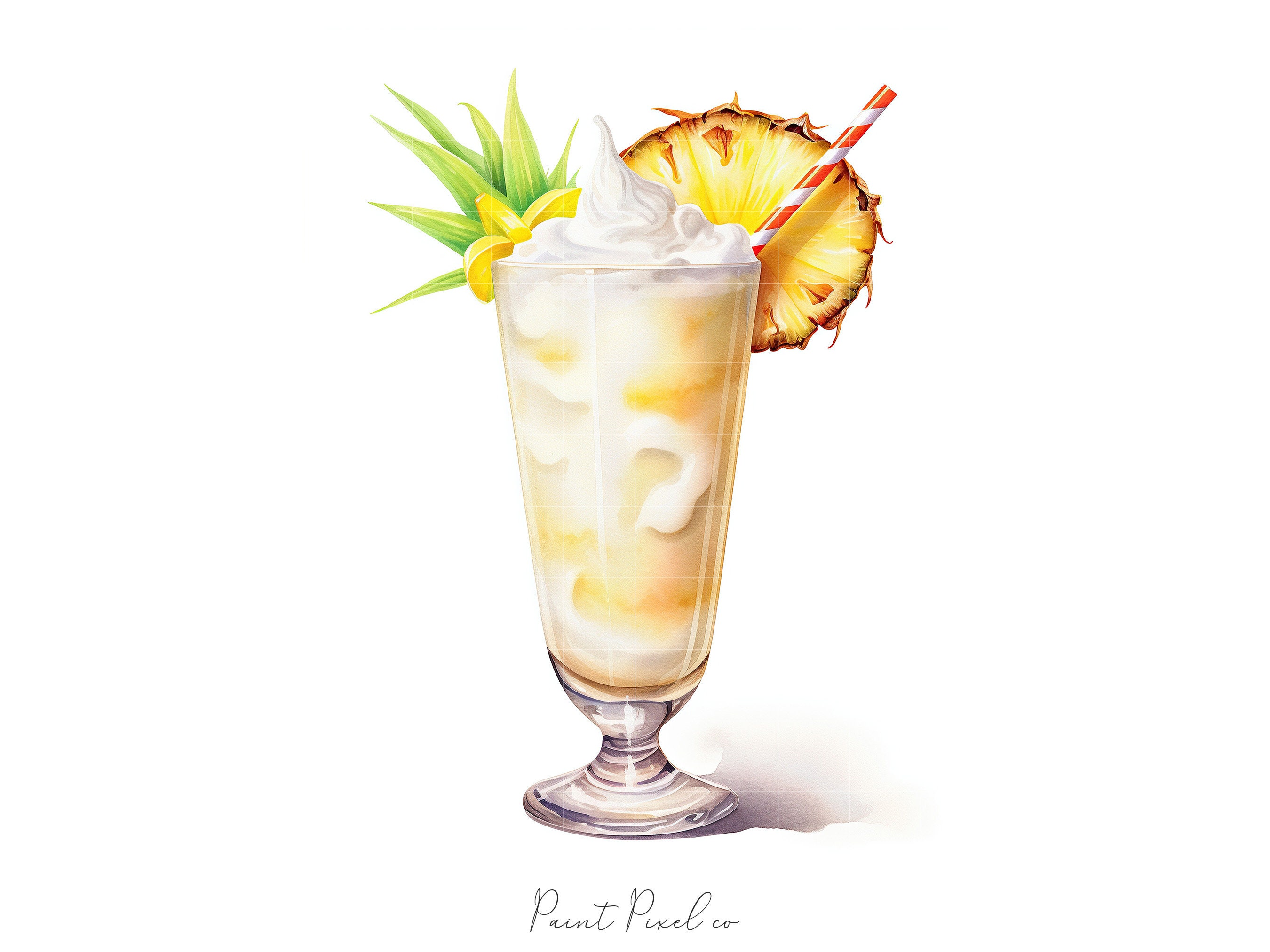 6 Pina Colada JPG Watercolor Cocktails Clip Art High Quality Jpgs ...