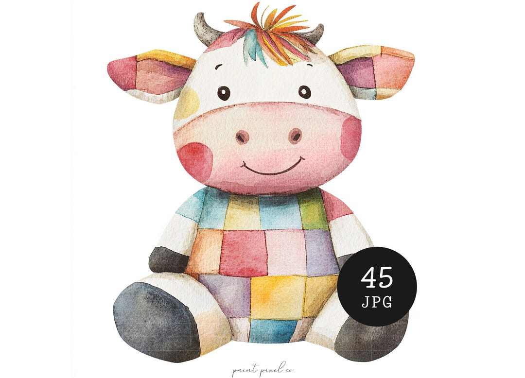 45 Patchwork Animals Clipart Quilted Animal JPG Folk Art Plush Animals ...