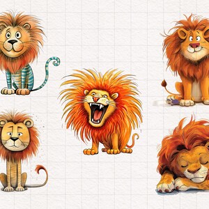 Quirky Lion PNG Clipart Bundle Whimsical Lion Sublimation Clip Art ...