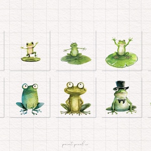 Quirky Frog Clipart Whimsical Funny Frog PNG Frogs in Pond Sublimation ...