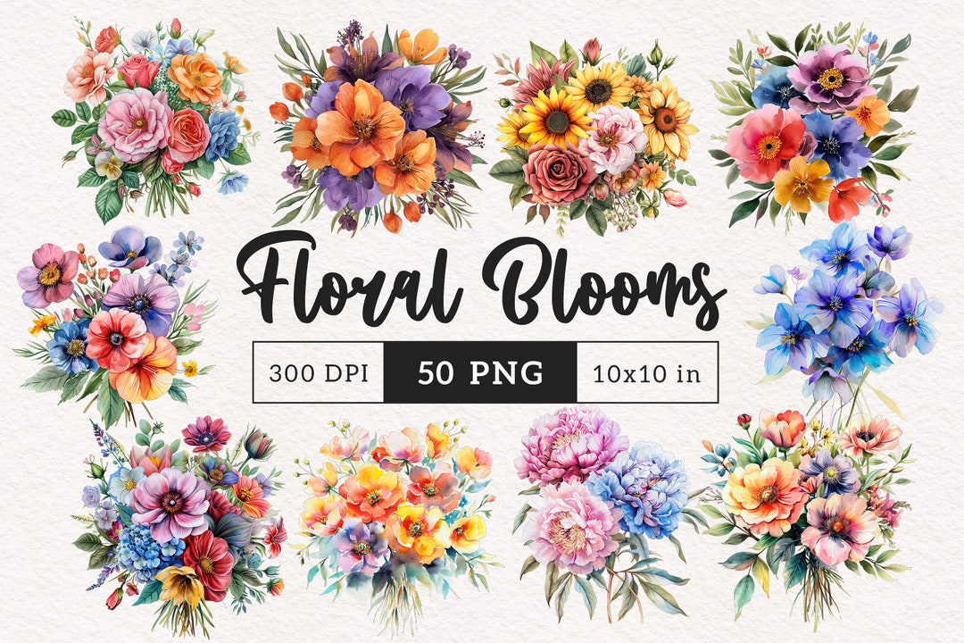 Watercolor Floral Clipart Orange Yellow PNG Autumn Summer Flower ...