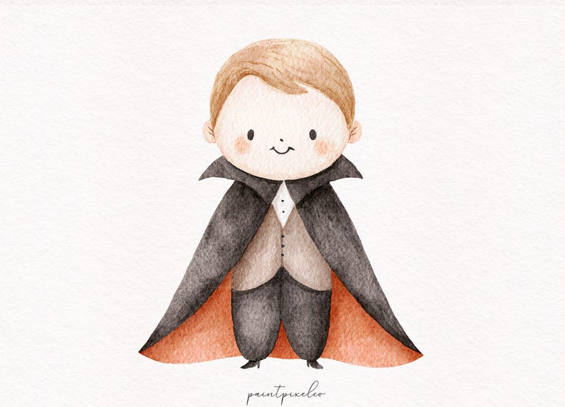 20 Cute Vampire Halloween Clipart Watercolor Spooky Vampires Cute ...