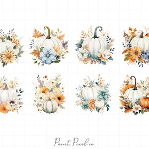 Boho Fall Pumpkin Clipart Floral Pumpkin Bouquets PNG Bohemian Autumn ...