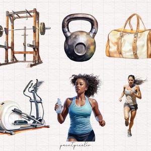 Workout Clipart Watercolor Exercise PNG Hustle Marathon Running Fitness ...