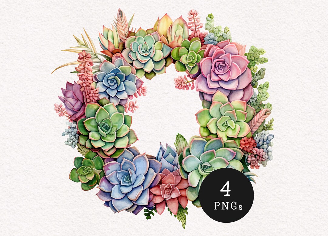 Succulent Wreath Clipart Watercolor Succulent PNG Plant Lover ...