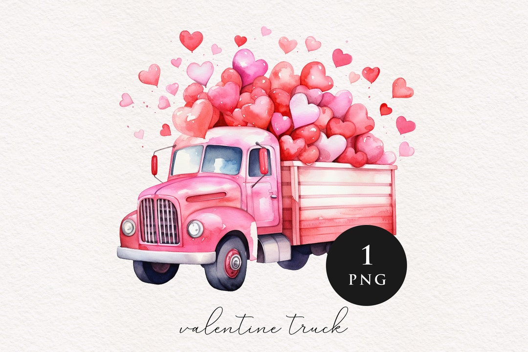 Valentine Truck Clipart PNG Hearts Romantic Love Sublimation Transfer ...