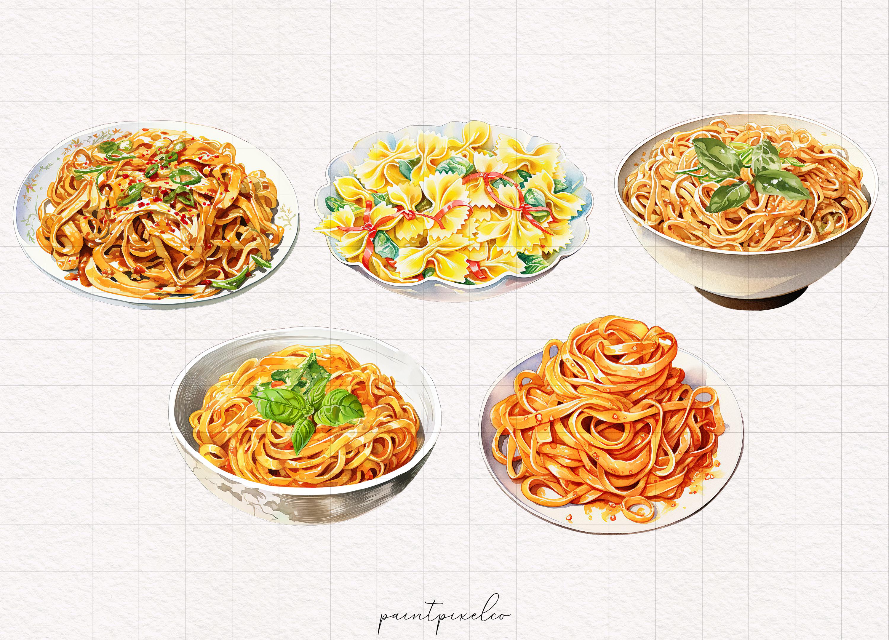 Pasta Clipart Italian Dishes PNG Farfalle Food Penne Spaghetti Graphics ...