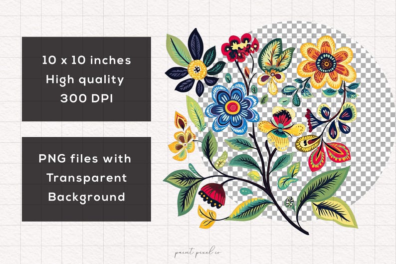 Fiesta Flowers Clipart Fiesta PNG Watercolor Clip Art Boho Illustration ...