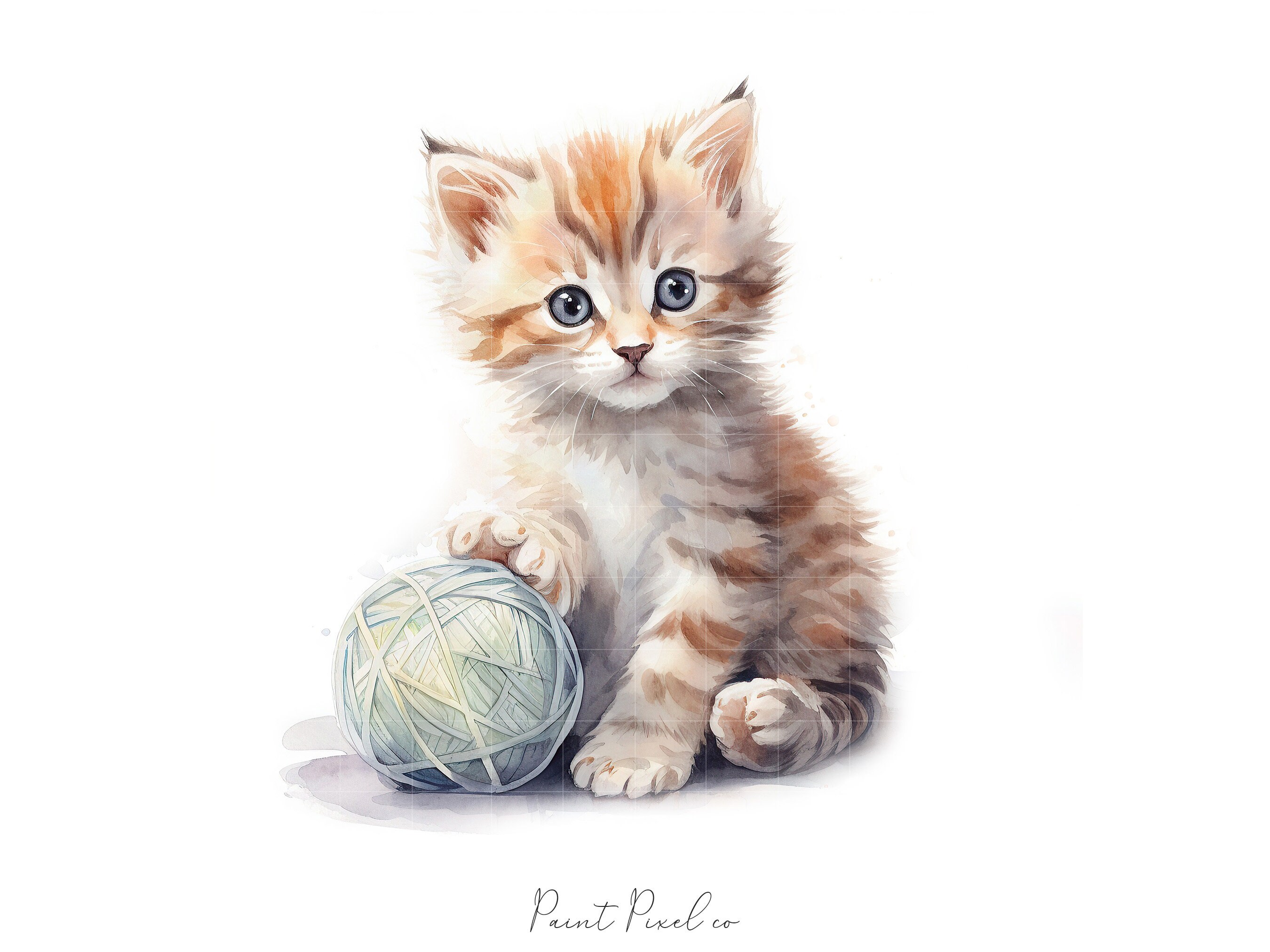 15 Cute Kitten With Yarn Clipart High Quality Jpgs Cat Clipart Bundle ...