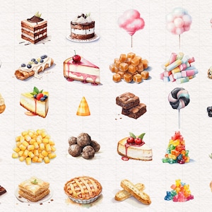 Watercolor Pastel Sweets Clipart Rainbow Sweet Treats PNG Macarons ...