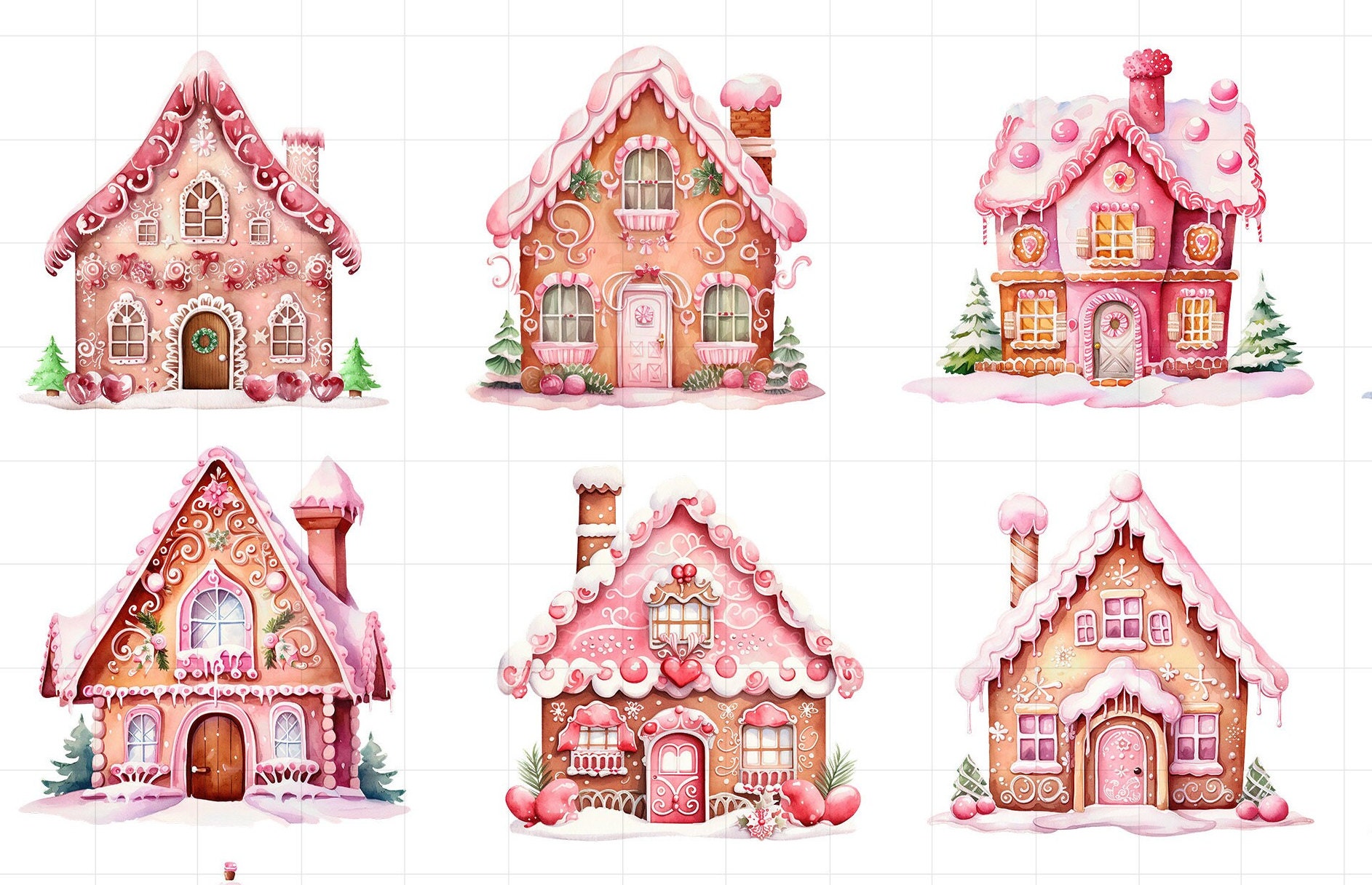 Pink Gingerbread Man House Clipart PNG Holiday Clip Art Cute Pastel ...