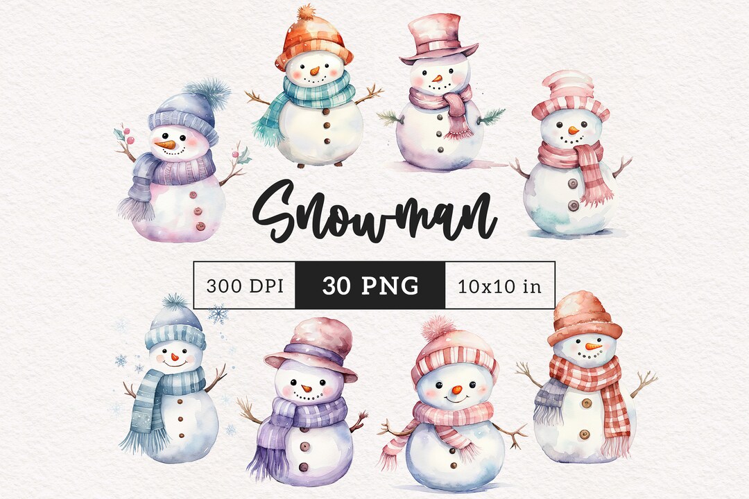 Snowman PNG Clipart Winter Crafts Sublimation Watercolor Xmas Clip Art ...