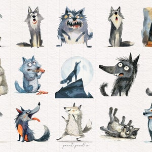 Quirky Wolf PNG Funny Wolves Clipart Silly Woodland Animals Whimsical ...