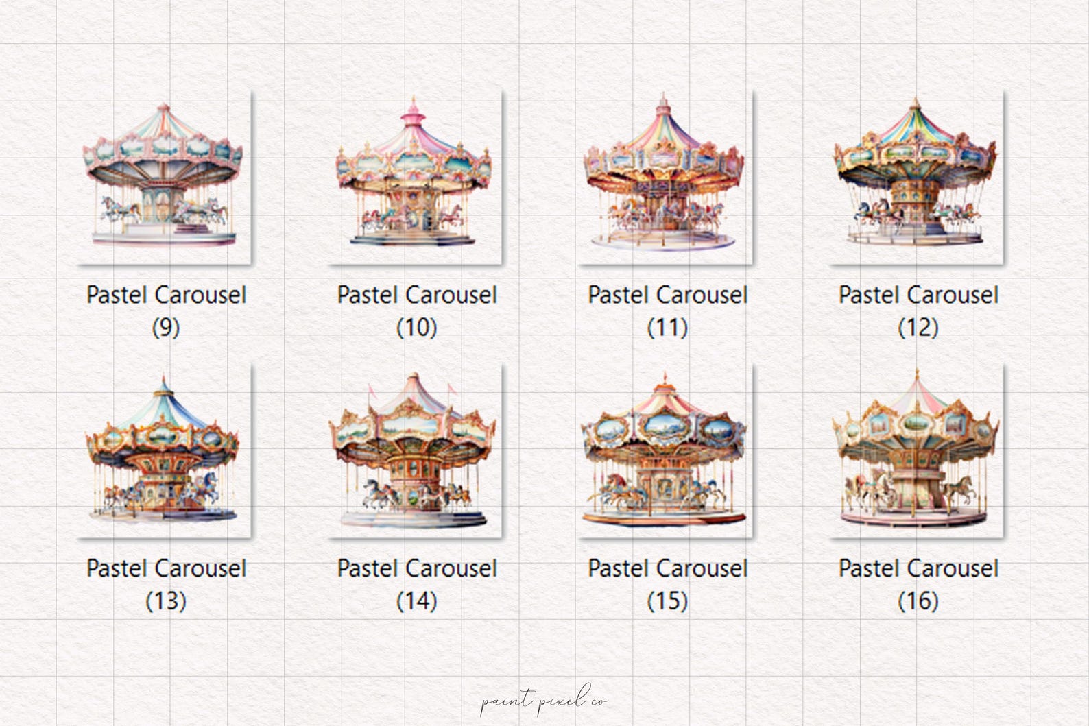 Pastel Carousel Clipart Dessert PNG Watercolor Carousel Nursery Art ...