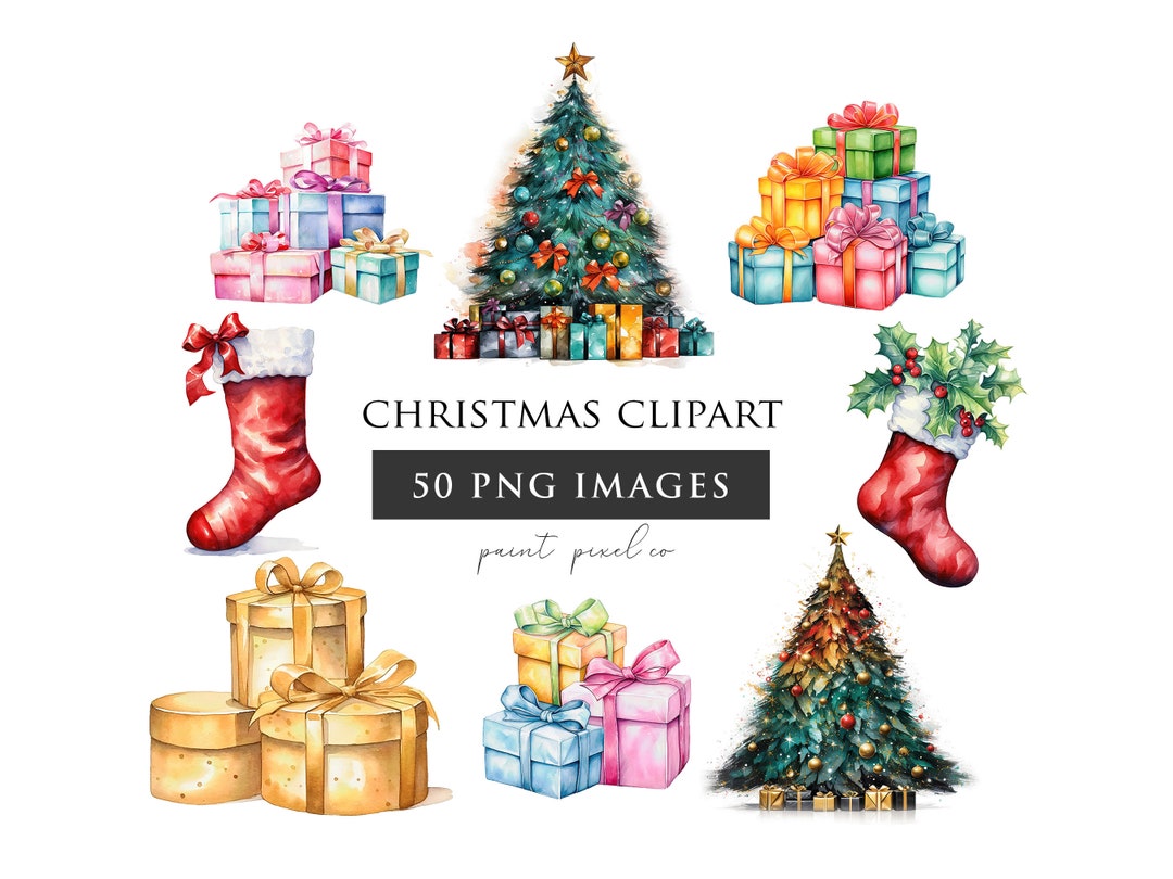 Christmas PNG Holiday Clipart Wrapped Boxes Clip Art Presents Stockings ...