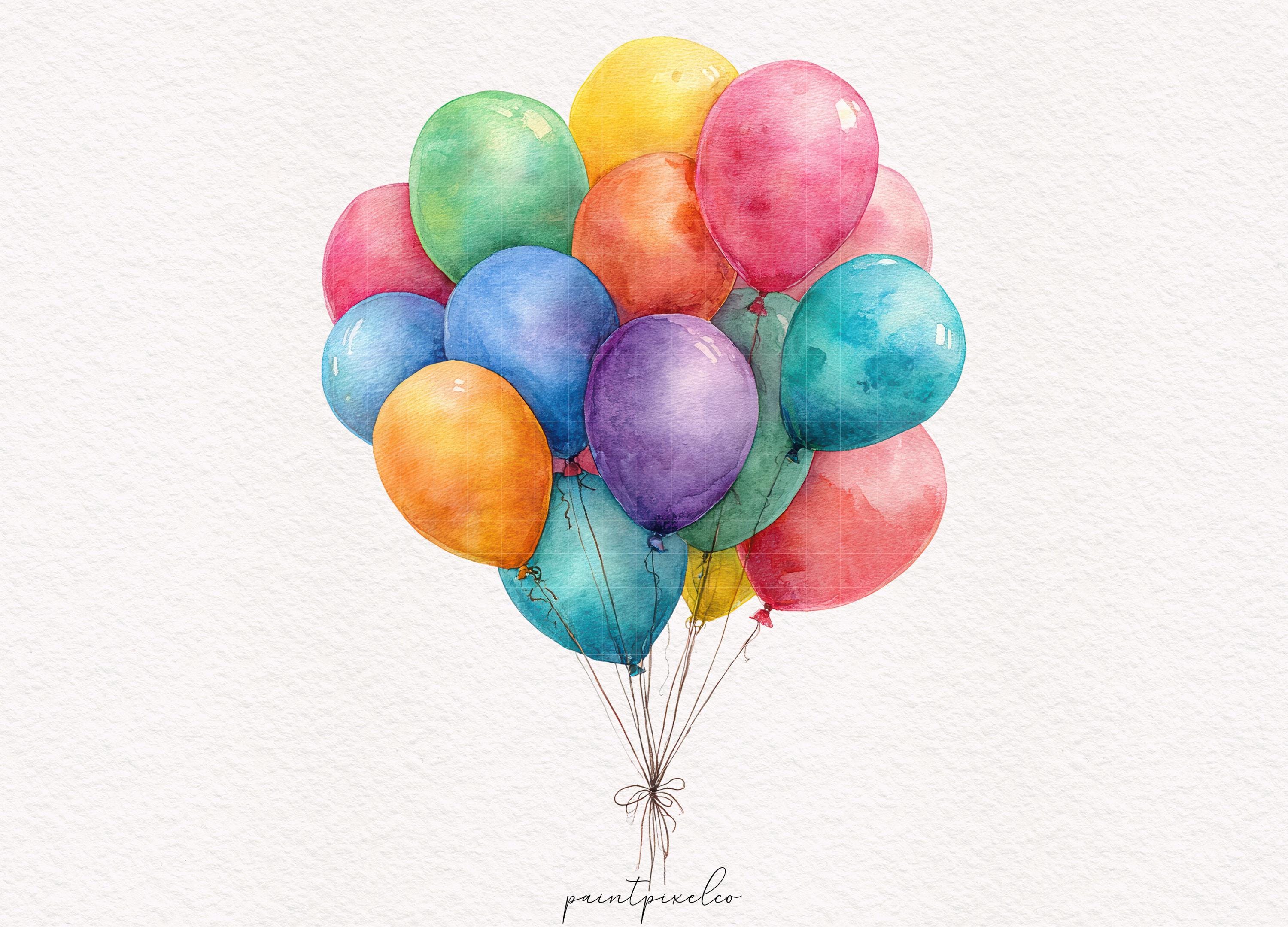 11 Rainbow Balloons Clipart Colorful Happy Birthday Decor PNG Rainbow ...