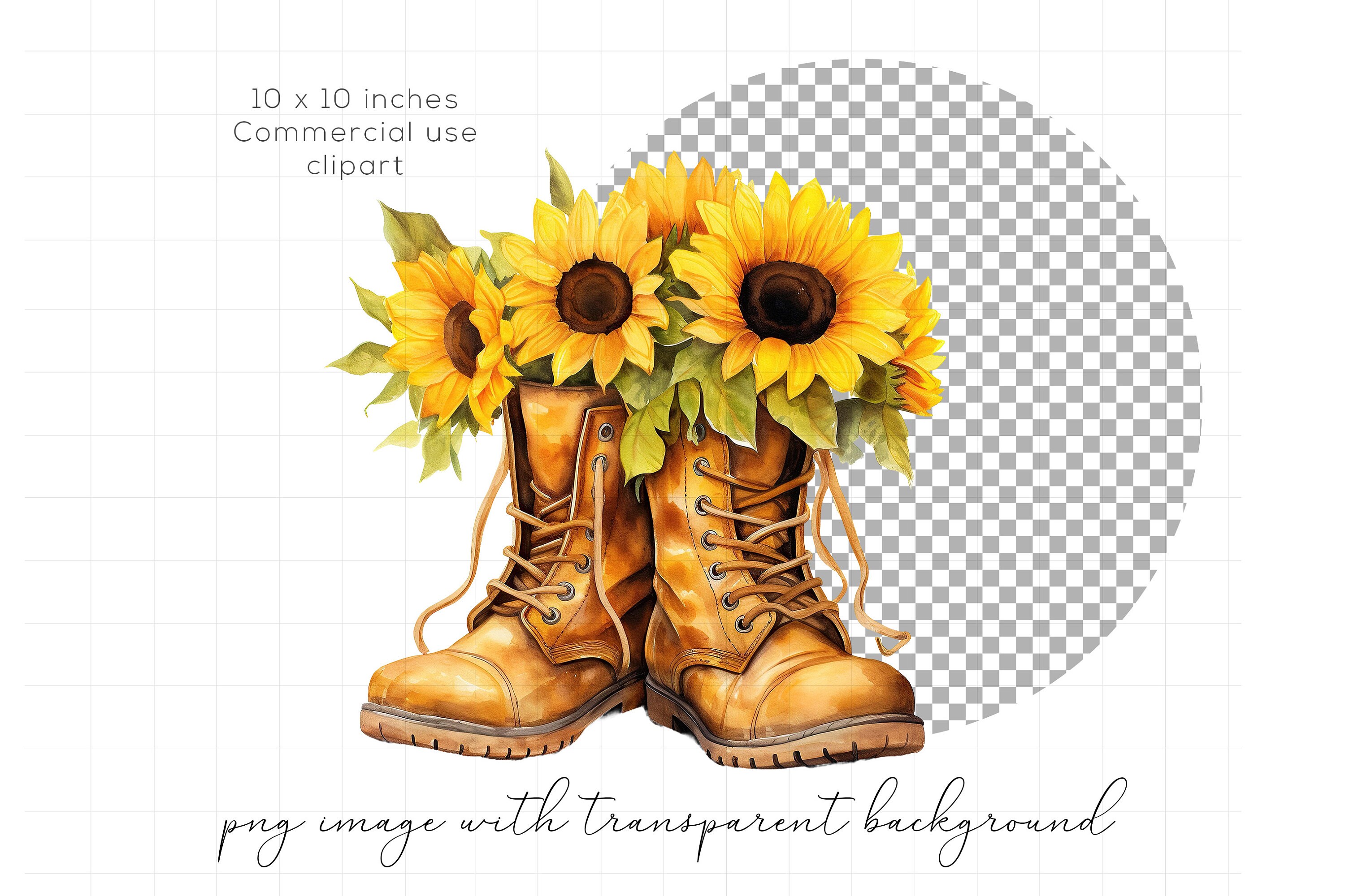 Sunflowers in Rainboots Clipart PNG Floral Clip Art Watercolor ...