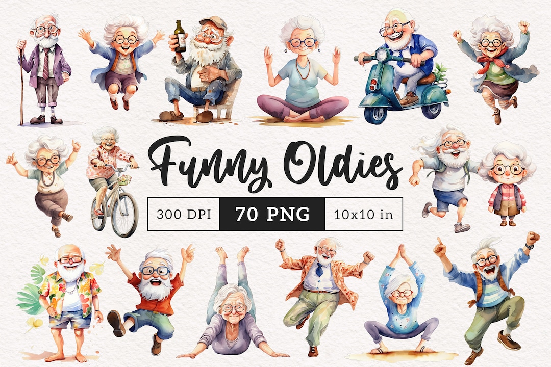 Funny Old People Clipart PNG Grandma Grandpa Quirky Old Woman Elderly ...
