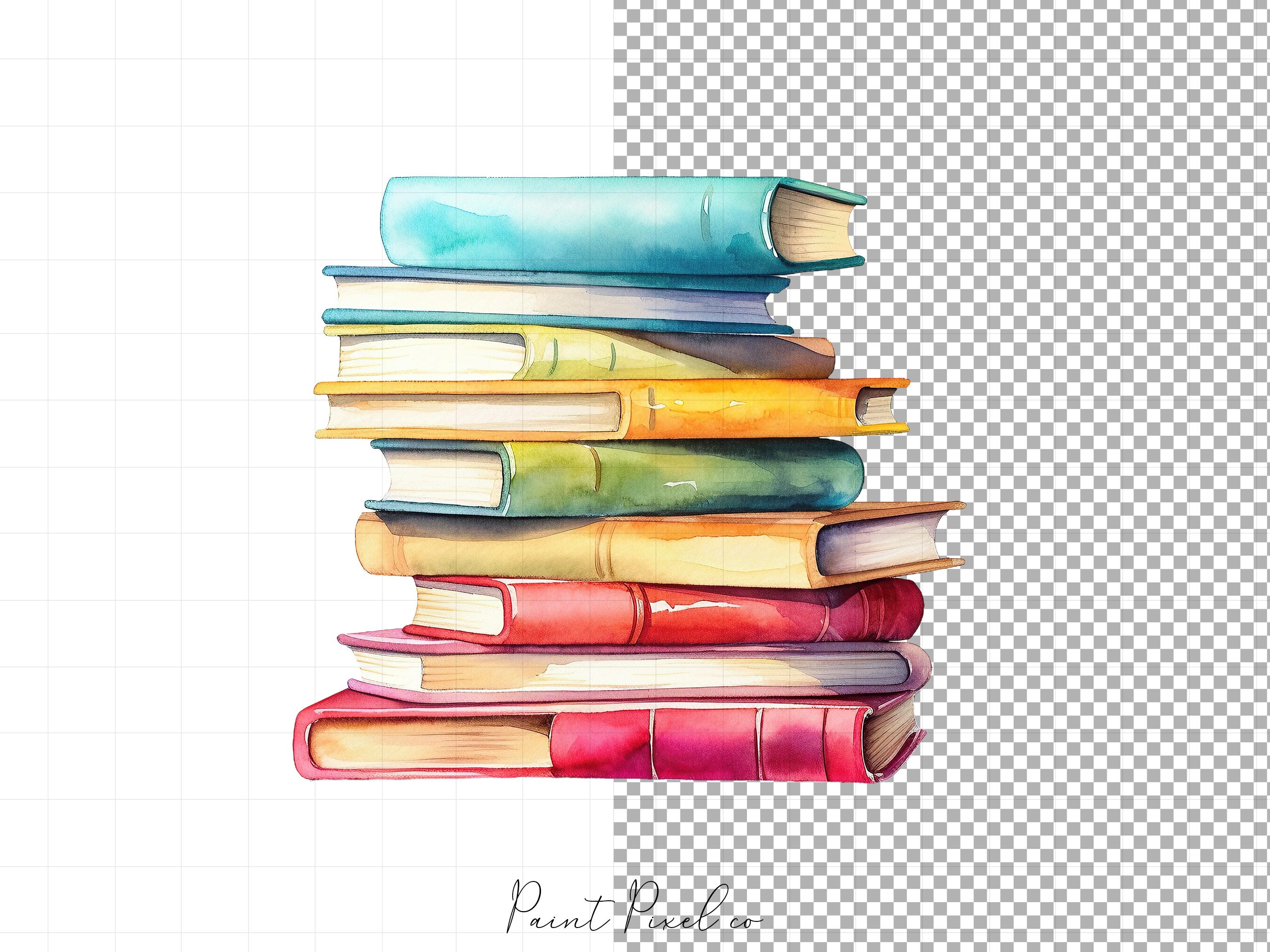 Books Clipart PNG Watercolor Stack of Books Clip Art Sublimation Junk ...