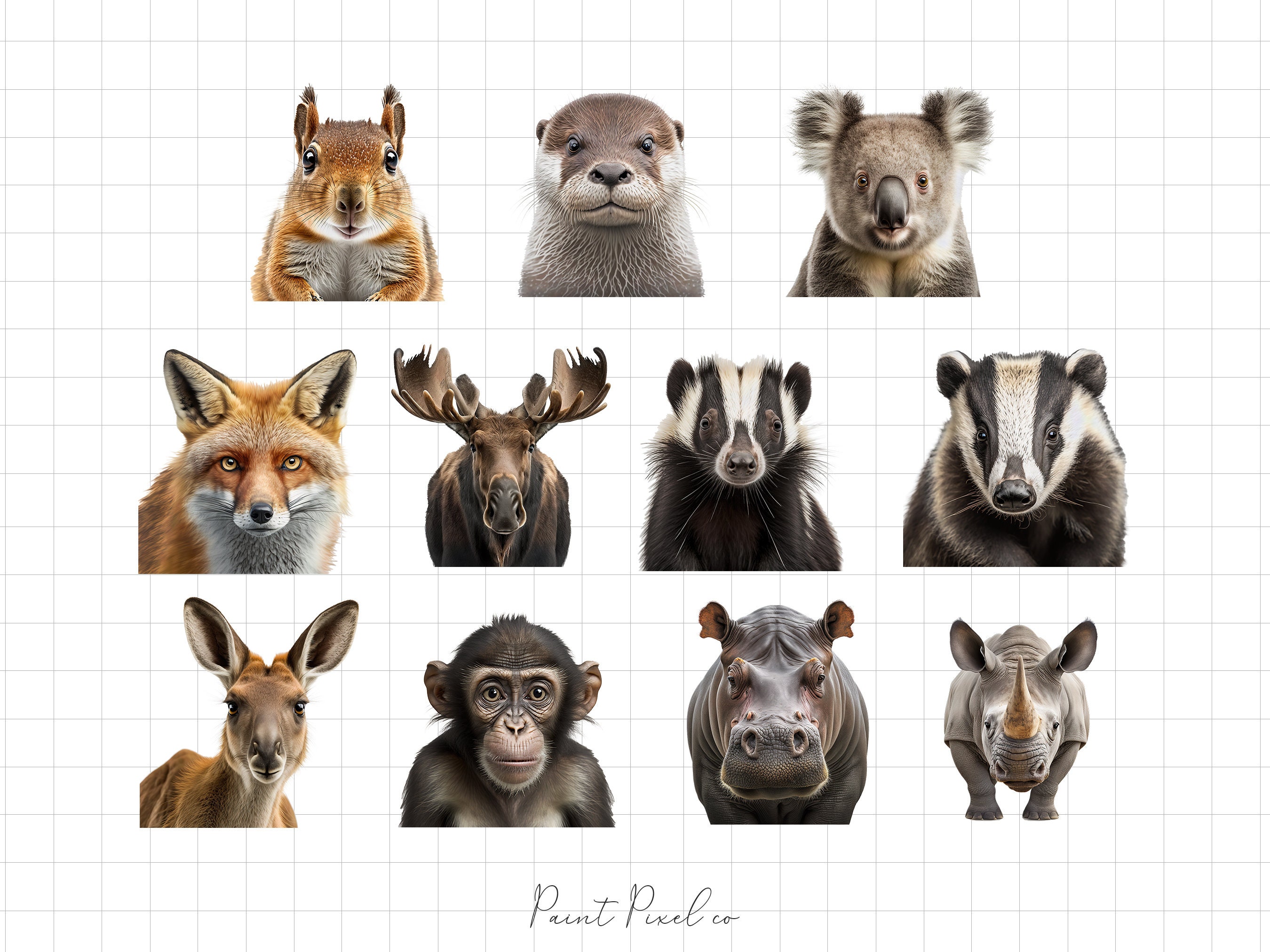 Wild Animals Clipart Realistic Animals PNG Photo Tiger Lion Elephant ...