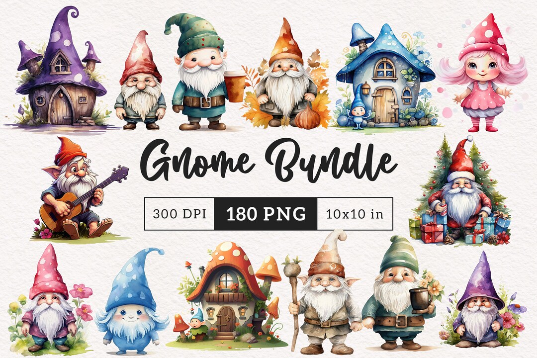 Watercolor Gnome Clipart Cute Spring Gnomes PNG Garden Gnome House ...