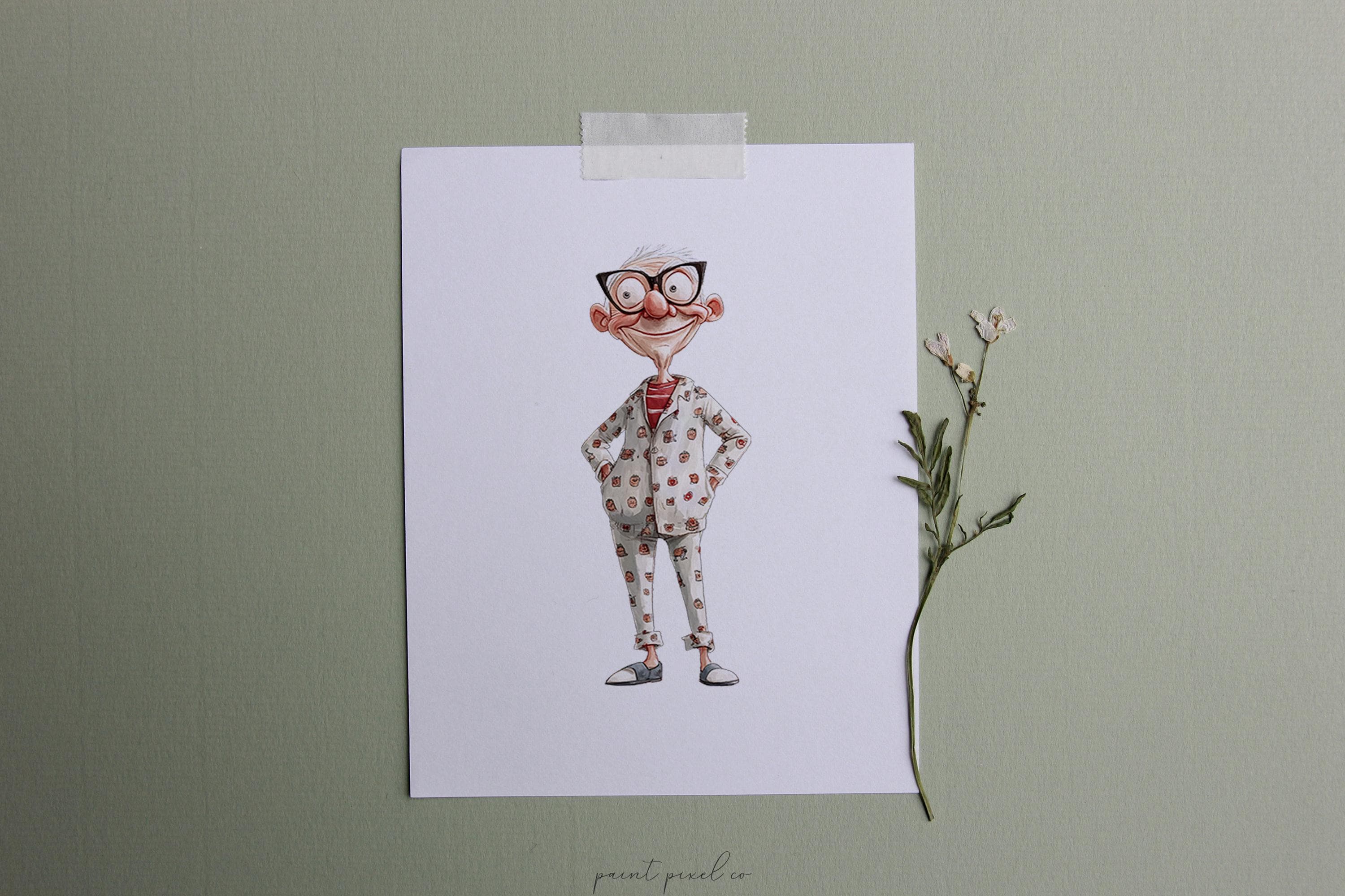 Quirky Old Men Clipart Grandpa PNG Whimsical Funny People Peculiar ...