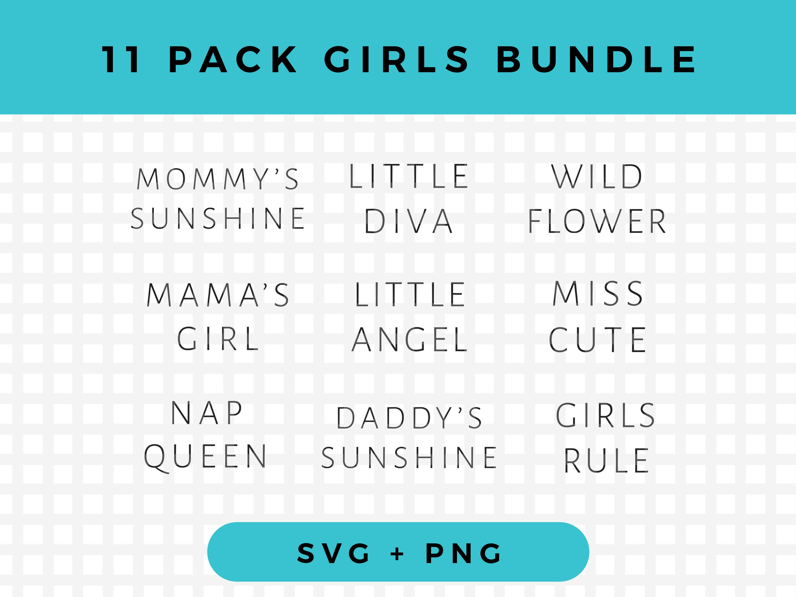 Set of 11 SVG Bundle, Little Girl Svg Bundle, Simple Svg Design for ...