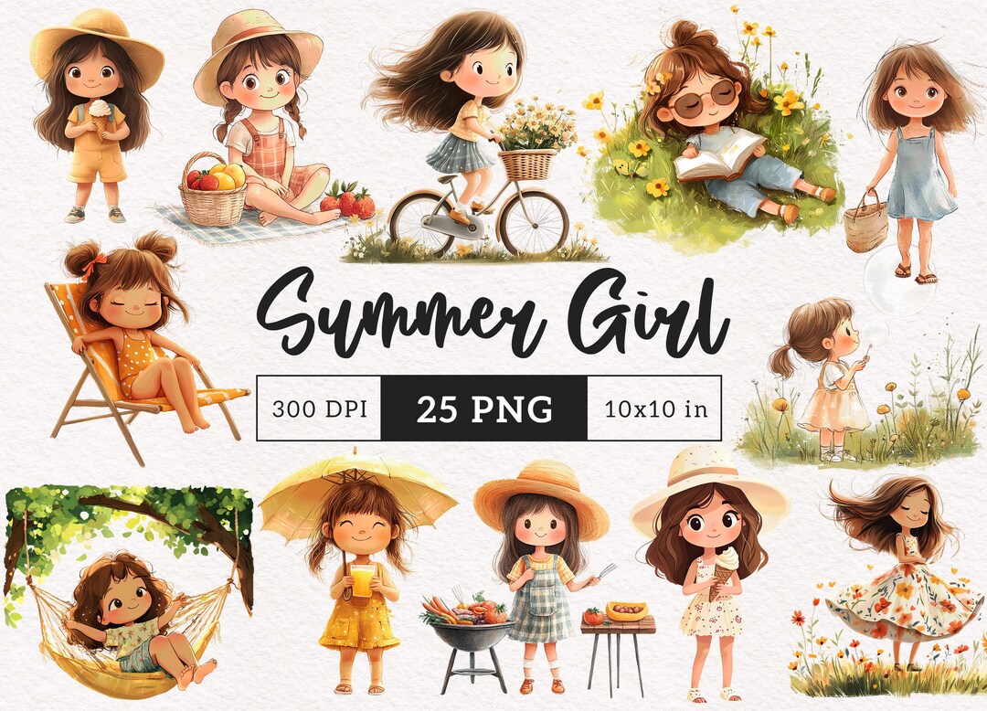 Summer Girl Clipart PNG Beach Girl PNG Poolside Tropical Fashion Trendy ...